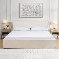 Letto contenitore tessuto tortora 160 x 200 cm Moissac | Maisons du Monde