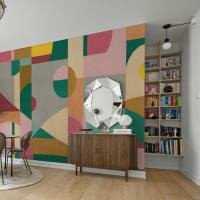 Carta da parati panoramica con forme grafiche colorate, Blu Axelle ...