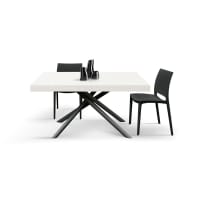 Tavolo in legno bianco, base nera, allungabile 160x90 - 240x90 cm Forte ...