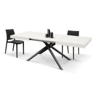 Tavolo in legno bianco, base nera, allungabile 160x90 - 240x90 cm Forte ...