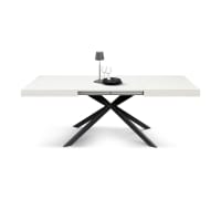 Tavolo in legno bianco, base nera, allungabile 160x90 - 240x90 cm Forte ...