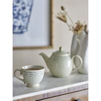 Taza y platillo de té de loza blanca Bourgeoisie | Maisons du Monde