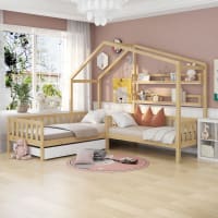 Letto per bambini, 2 cassetti, marrone, con materasso ibrido 90 x 200 ...