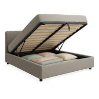 Cama canapé con cabecero en polipiel gris 200x200 cm Colisée | Maisons ...