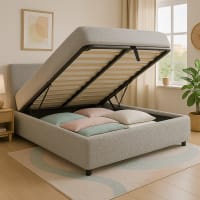 Cama canapé con cabecero en polipiel gris 200x200 cm Colisée | Maisons ...