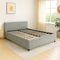 Cama canapé con cabecero en polipiel gris 200x200 cm Colisée | Maisons ...