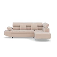 Canapé d'angle gauche convertible 5 places en velours texturé beige ...