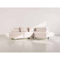 Canapé d'angle gauche 5 places en tissu texturé beige Opaline | Maisons ...