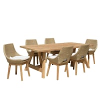 Salon de jardin acacia et cordage synth‚tique beige Celestin | Maisons ...