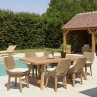 Salon de jardin acacia et cordage synth‚tique beige Celestin | Maisons ...