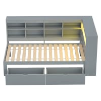 Letto estraibile effetto legno grigio con presa USB e contenitore ...