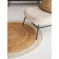 Alfombra redonda yute y algodón beige círculo blanco 70x70 cm Funny ...