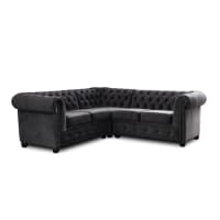 Canapé chesterfield d'angle droit 4 places en veloursvert William ...