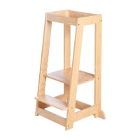 Lernturm höhenverstellbare Plattform mit 3 Stufen Naturfarben/Weiß Liv ...