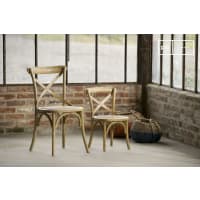 Tabouret moderne en bois massif marron Megève | Maisons du Monde