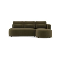 Canapé d'angle convertible 4 places coffre en velours côtelé beige ...