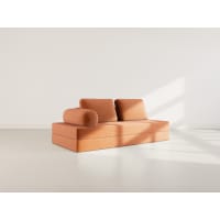 Canapé droit convertible 3 places en tissu texturé terracotta Bowie ...