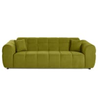 Canapé modulable 3 places double méridienne en tissu texturé beige ...