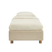 Lit simple en tissu tourterelle 90x190 cm Addison | Maisons du Monde