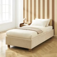 Lit simple en tissu tourterelle 90x190 cm Addison | Maisons du Monde