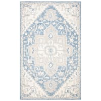 Alfombra lana avorio/blu 152 x 152 cm Novelty | Maisons du Monde