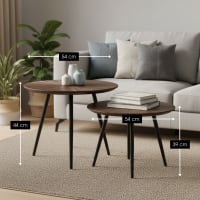 Table basse gigogne en bois épais (lot de 3), bois brun Alma | Maisons ...