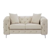 Divano fisso velluto 2 posti rosa 165x88cm Chesterfield | Maisons du Monde