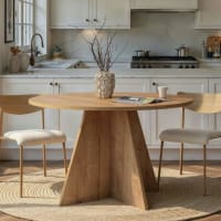 Table ronde diam. 100 cm en bois clair Rivano | Maisons du Monde