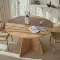 Table ronde diam. 100 cm en bois clair Rivano | Maisons du Monde