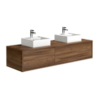 Mueble de baño de madera teca maciza de 145 cm Milan | Maisons du Monde