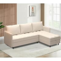 Divano Modulare Angolare Componibile a 3 Posti in Tessuto Beige Max ...