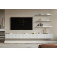 Meuble tv 2 portes 230cm en mélamine blanc Calyo | Maisons du Monde