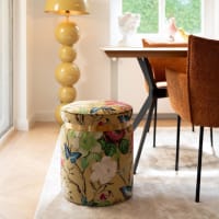 Gepolsterter Hocker aus Holzfaser und weißem Kunstleder Colorful life ...