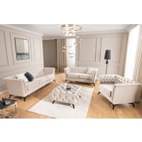 3-Sitzer Chesterfield Sofa aus Samt-Bezug, Beige Mila | Maisons du Monde