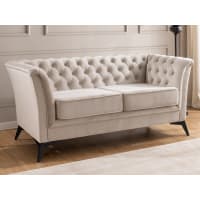 Canapé 3 places en tissu 3D beige clair Diana | Maisons du Monde