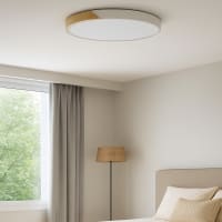 Plafoniera LED metallo bianco e legno Ø40cm 30W CCT | Maisons du Monde