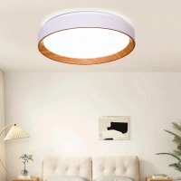 Plafoniera LED metallo bianco e legno Ø40cm 30W CCT | Maisons du Monde