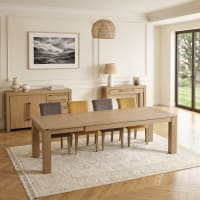Table carrée en chêne et métal 1 rallonge 8/10 couverts noire Athena ...