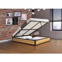 Cama arcón 160x200 en tejido chenilla beige, base incluida Marcy ...