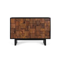 Sideboard mit 3 Schubladen und 2 Türen aus Rohrgeflecht und Metall ...