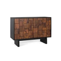 Sideboard mit 3 Schubladen und 2 Türen aus Rohrgeflecht und Metall ...
