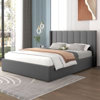 Cama canapé con cabecero en polipiel negra 200x200 cm Colisée | Maisons ...
