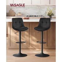 Lot 2 tabourets de bar réglables en pvc und synthetik noyer / noir ...