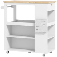 Carrello da cucina salvaspazio in legno e acciaio inox bianco | Maisons ...