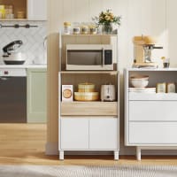 Meuble micro onde buffet cuisine placard et tiroir blanc naturel Homcom ...
