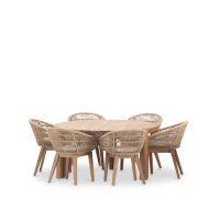 Conjunto de mesa y sillas para jardín teca color natural claro Allende ...