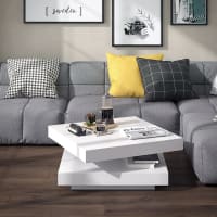 Table basse effet bois blanc brillant, ardoise 110x60h40 cm Ashar ...