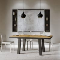 Mesa extensible 90x200/304 cm efecto madera roble natural, hierro Proxy ...