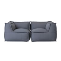 Sofá modular en borreguito texturizado, 2 plazas, blanco Nova bouclé ...