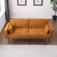 Canapé convertible en bois et tissu 2 places - Lin Grab | Maisons du Monde